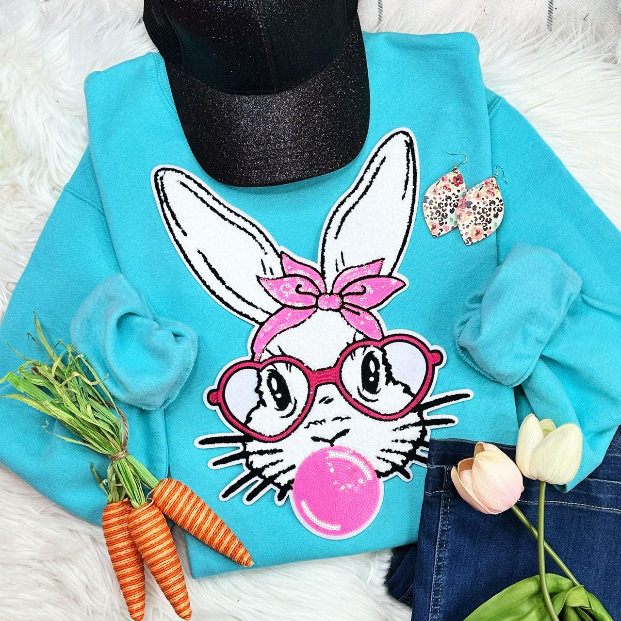 Bunny Blowing Bubble Patch - Etsy