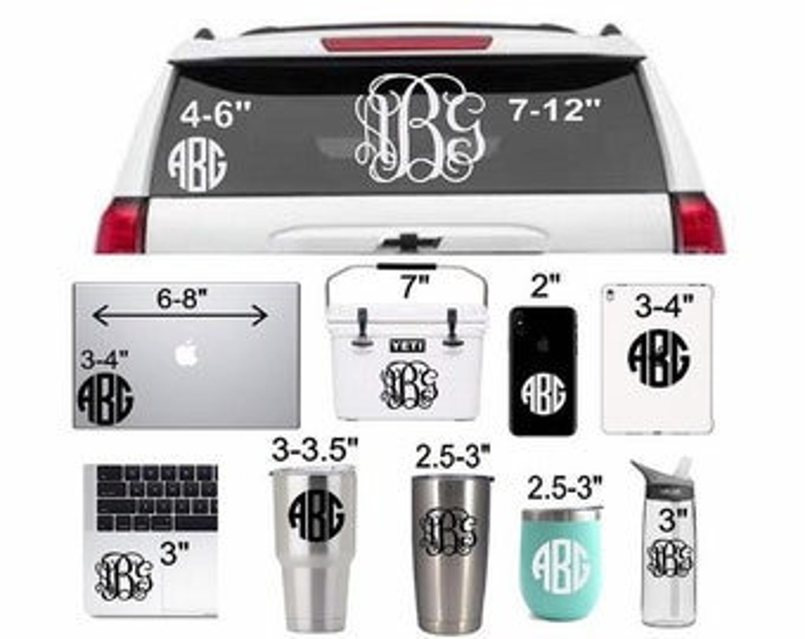 Two Letter Monogram Double Layer Vinyl Monogram 15 - Etsy