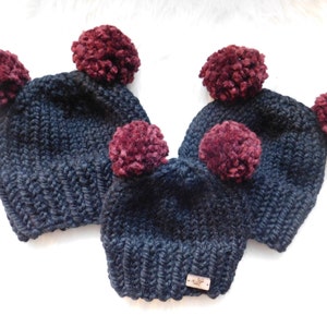 Double Pom Pom Knit Hat. Design Your Own Hat. Toddler Winter Hat ...