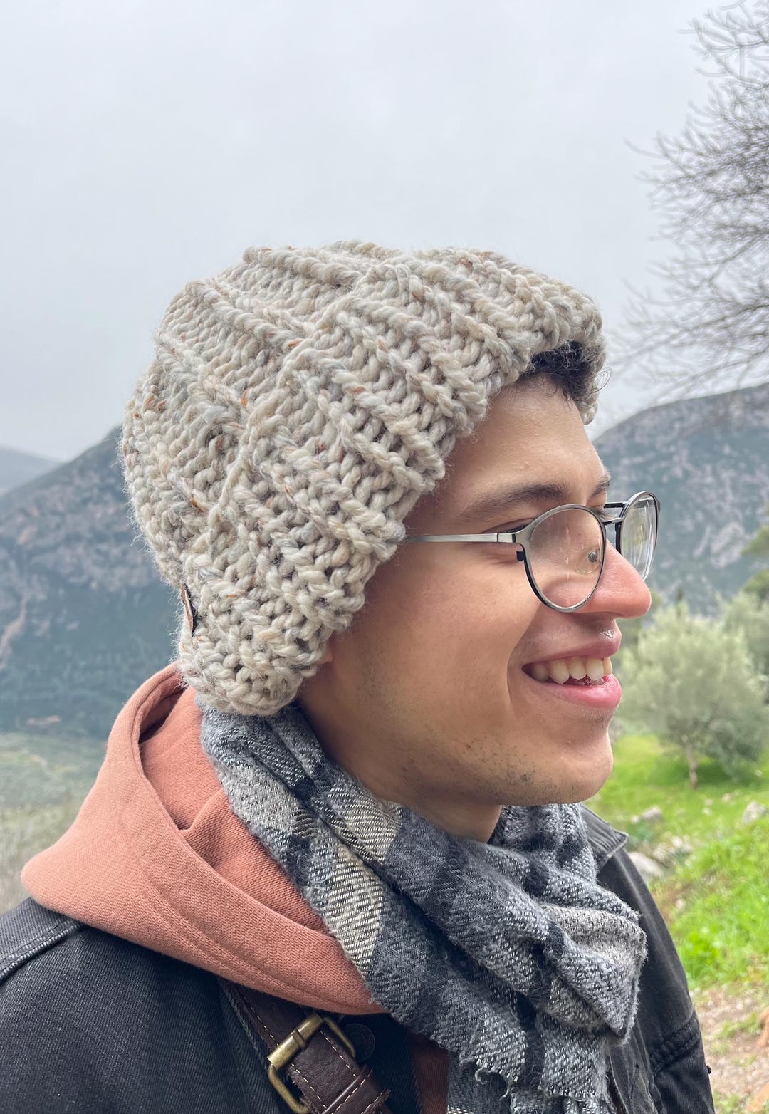 Double Brim Hat.winter Knitwear. Guys Hats. Kaki Color Hat. Knit Hats ...
