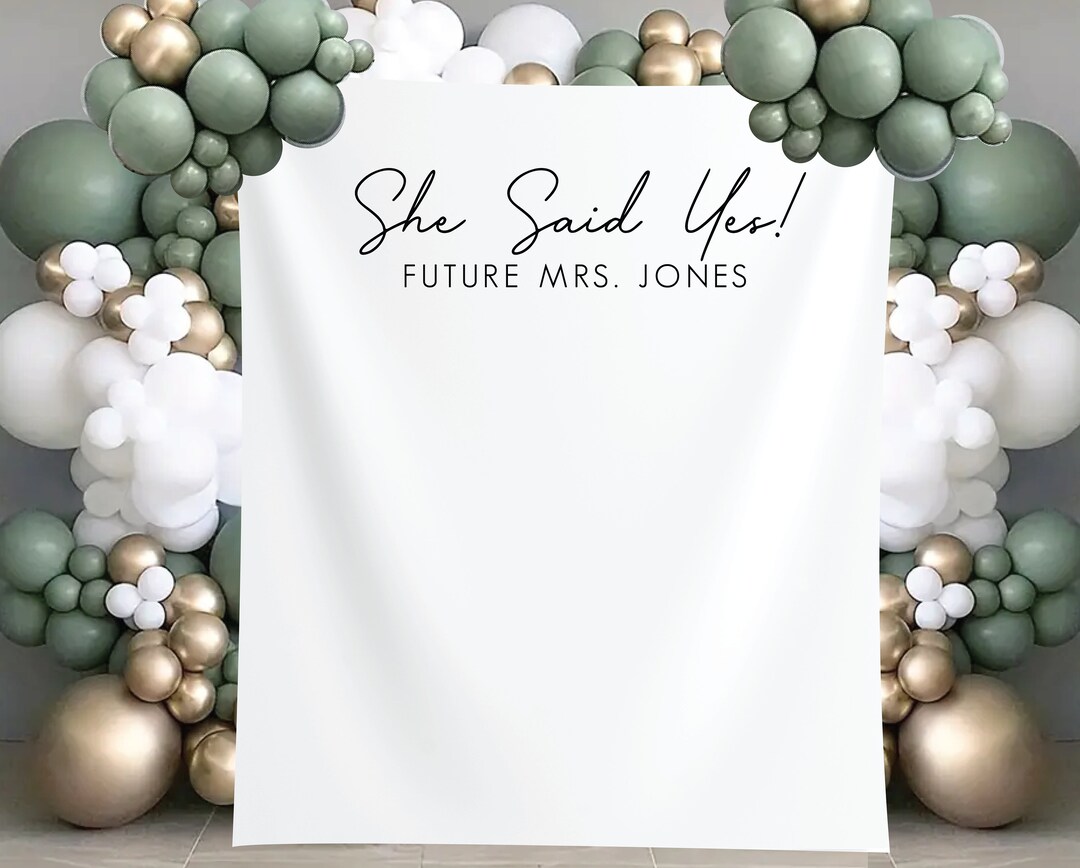 Custom Bridal Shower Backdrop, She Said Yes, Engagement Party ...