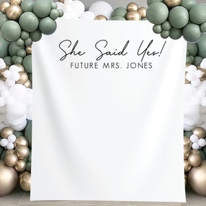 Custom Bridal Shower Backdrop, She Said Yes, Engagement Party ...