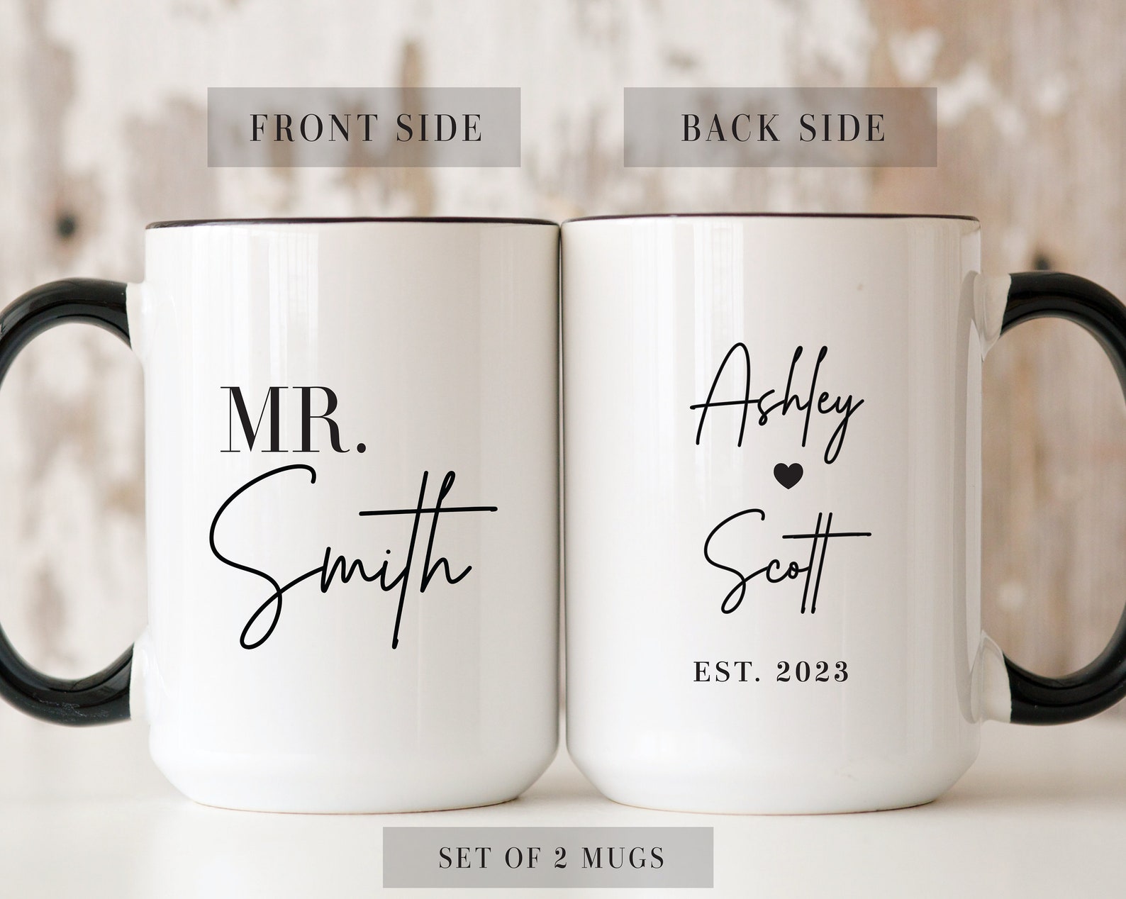 Mr Mrs Mugs Couple Coffee Mug Set Unique Wedding Gift - Etsy