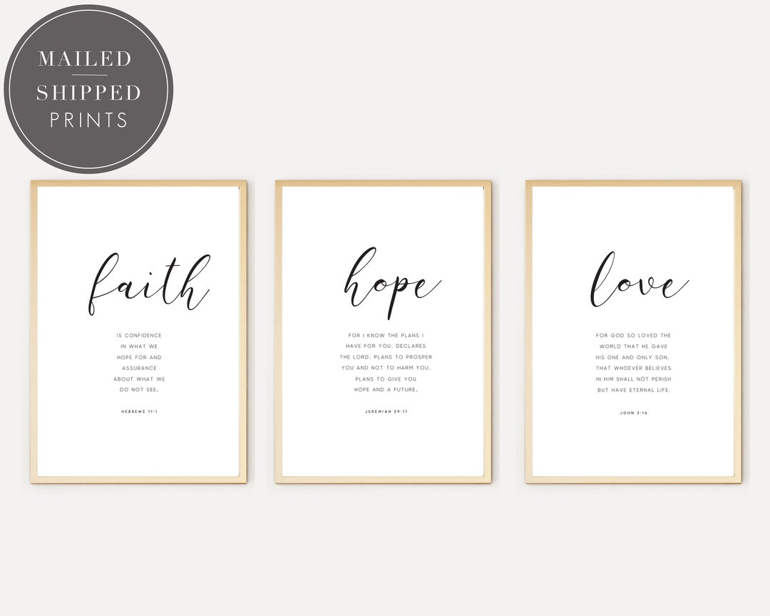 Faith Hope Love Christian Bible Verse | Set of 3 Prints | PHYSICAL ...