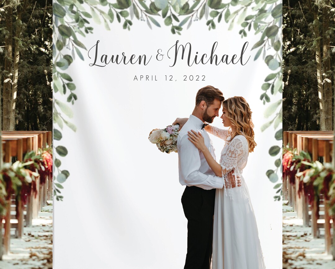 Wedding Backdrop for Reception, Photo Booth Backdrop, Greenery Wedding ...