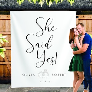 She Said Yes Banner, Engagement Party Decor, Engagement Photo Backdrop ...