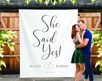 She Said Yes! Glitter Banner | Photo Prop Celebrate| Personalized ...