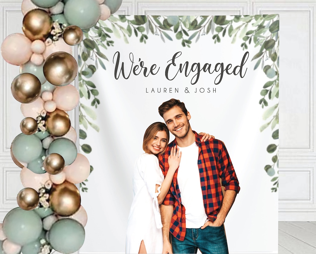 Engagement Backdrop Banner, Photo Booth Backdrop, Greenery for ...