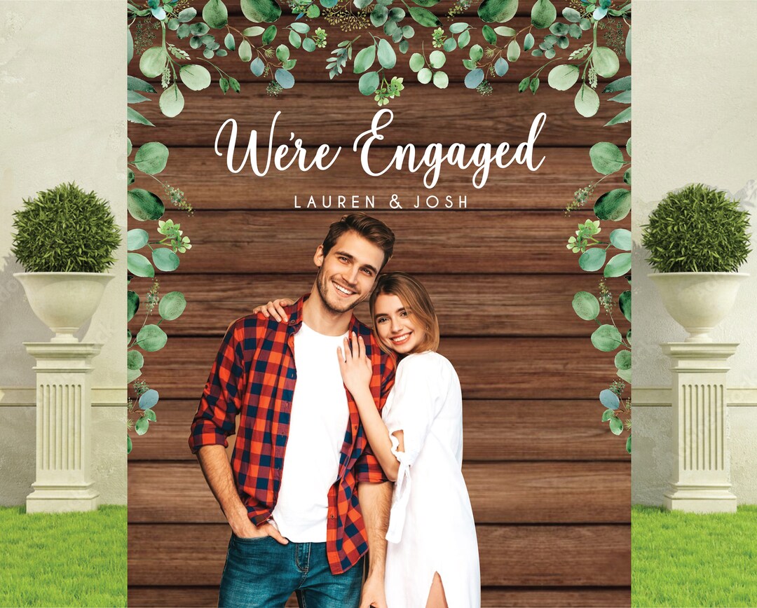 Engagement Backdrop Banner, Photo Booth Backdrop, Greenery for ...
