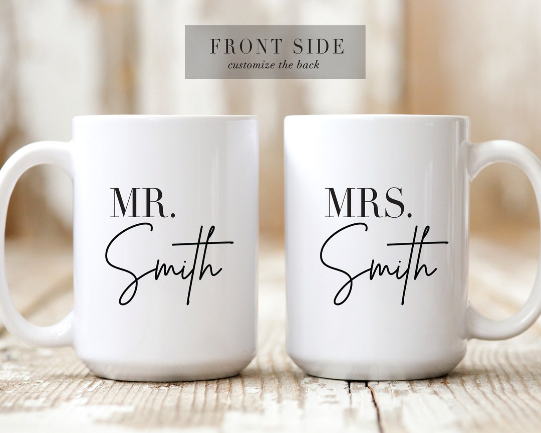 Mr Mrs Mugs, Couple Coffee Mug Set, Unique Wedding Gift, Custom His and ...