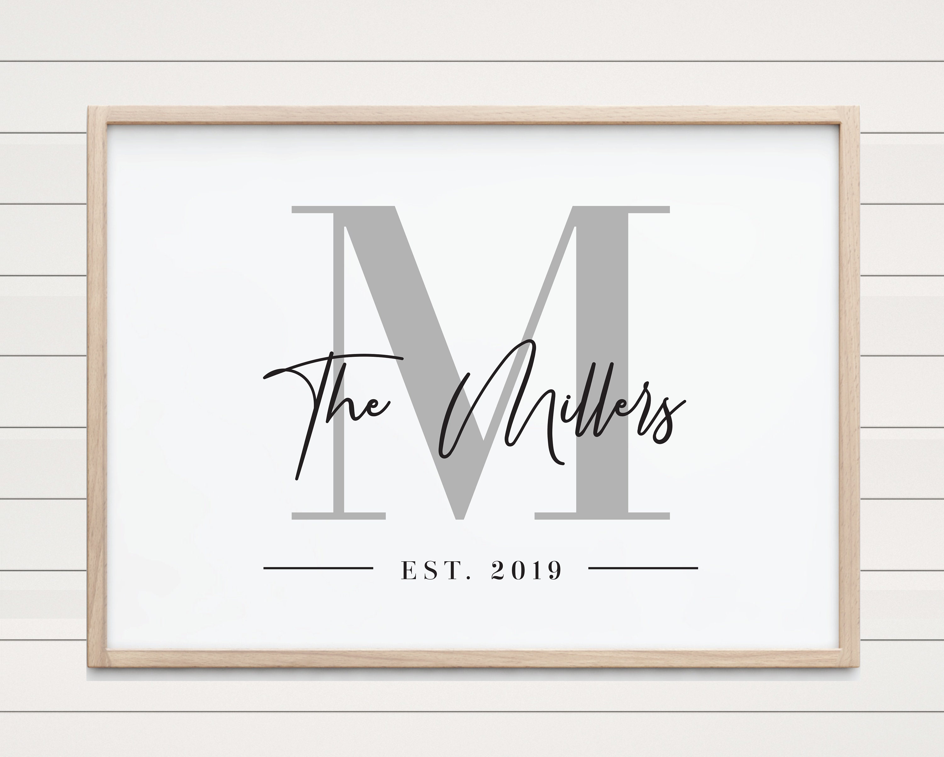 Family Name Sign, Custom Last Name Print, Established Sign for House ...