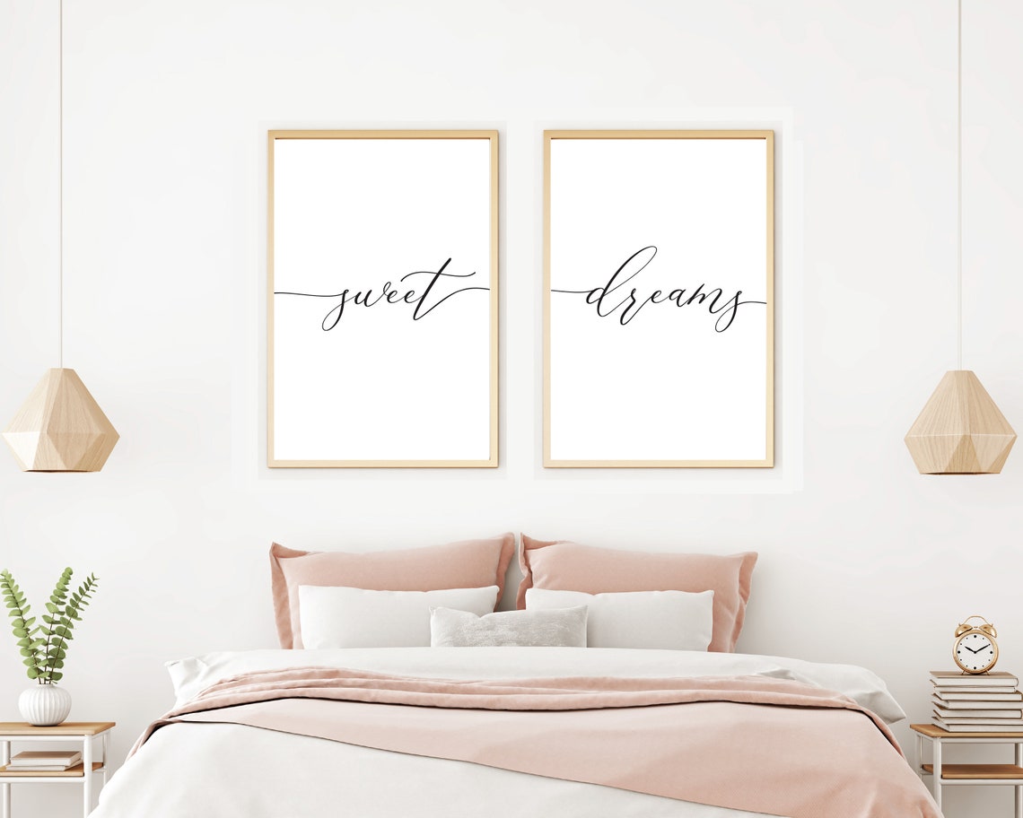 Sweet Dreams Above Bed Sign Nursery Wall Art Set of 2 - Etsy