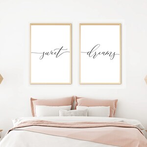 Sweet Dreams, Above Bed Sign, Nursery Wall Art, Set of 2 Prints ...