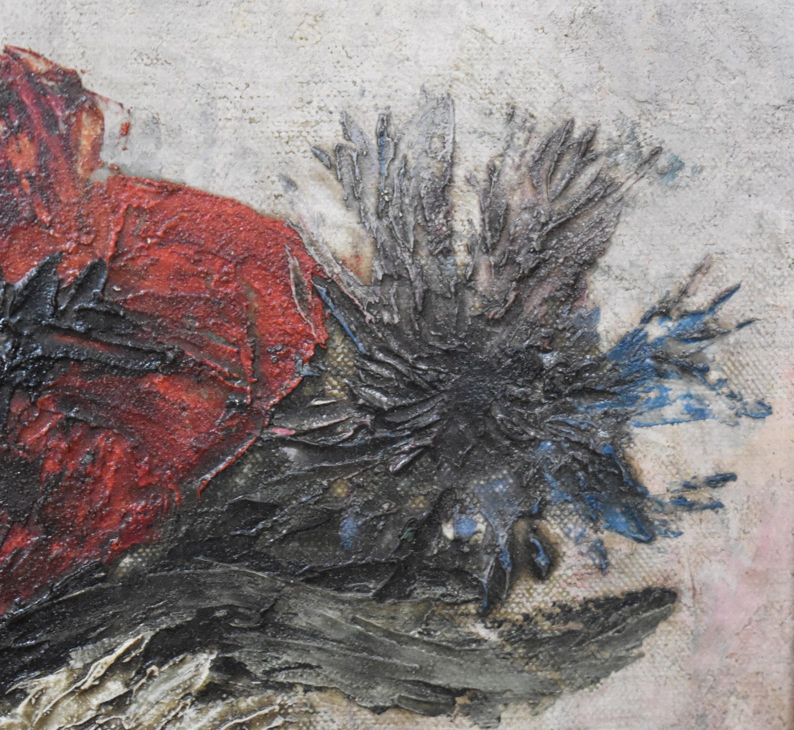 Manfrini Signed Red Poppy, Blue & White Daisies Floral Still Life Oil ...
