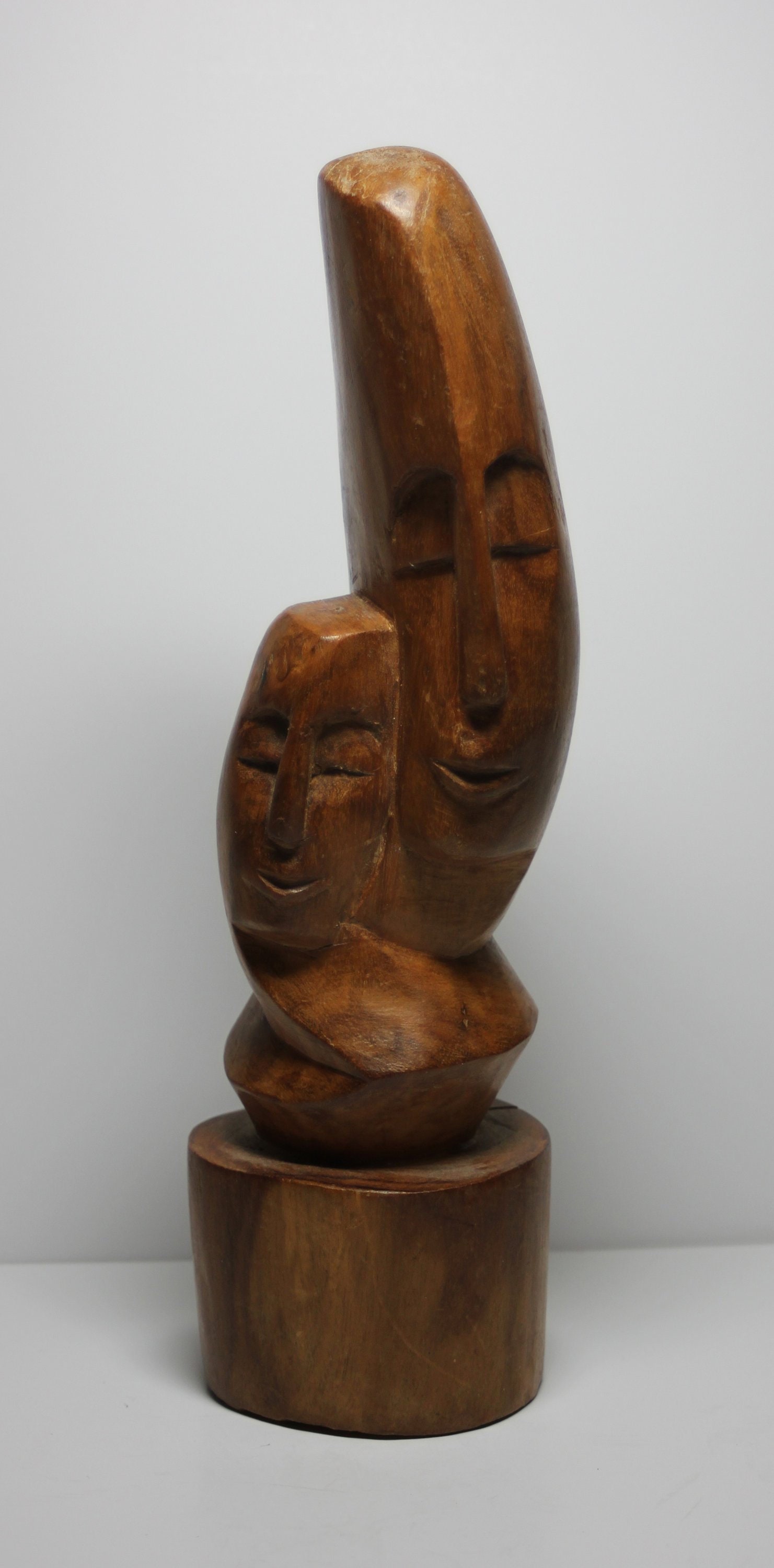 African Maple Wood Sculpture-hand Carved Semi Abstract Double Portrait ...