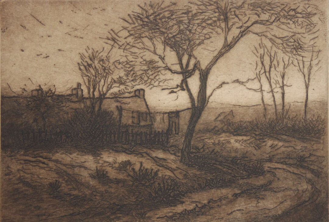 Jean Charles Millet Signed Limited Edition Etching-homestead and Rural ...
