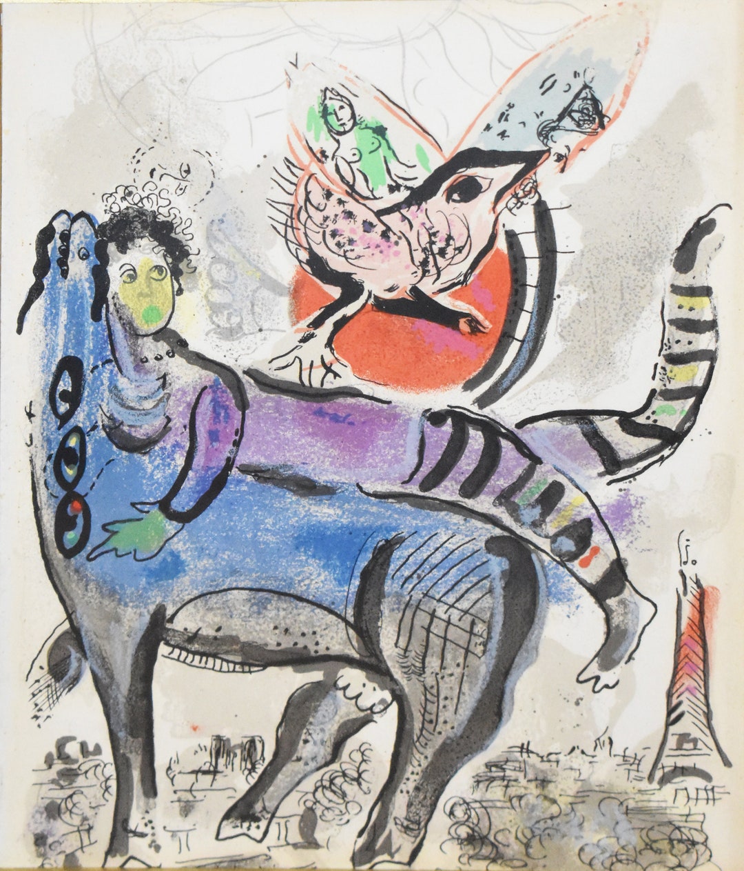 Marc Chagall Limited Edition Mourlot Color Lithograph-the Blue Cow ...