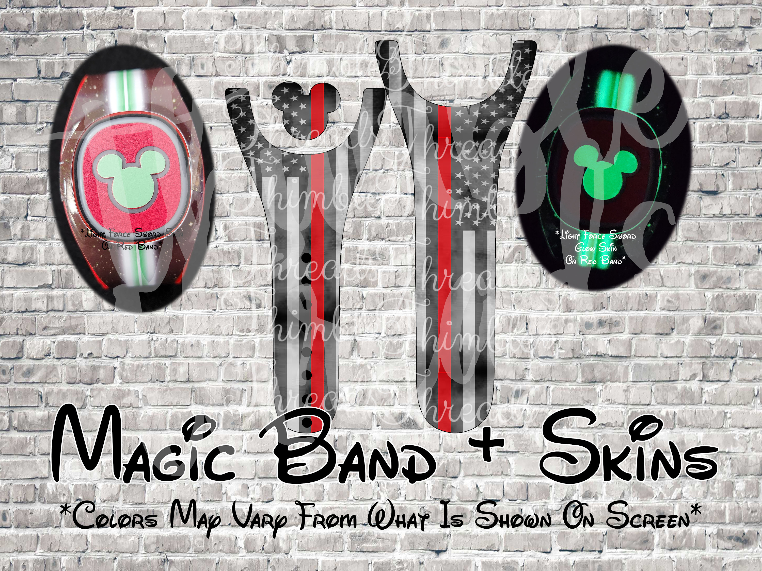 Thin Line Red Fire Line Magic Band + Decal Skin | Only Fits MB+ | 3 ...