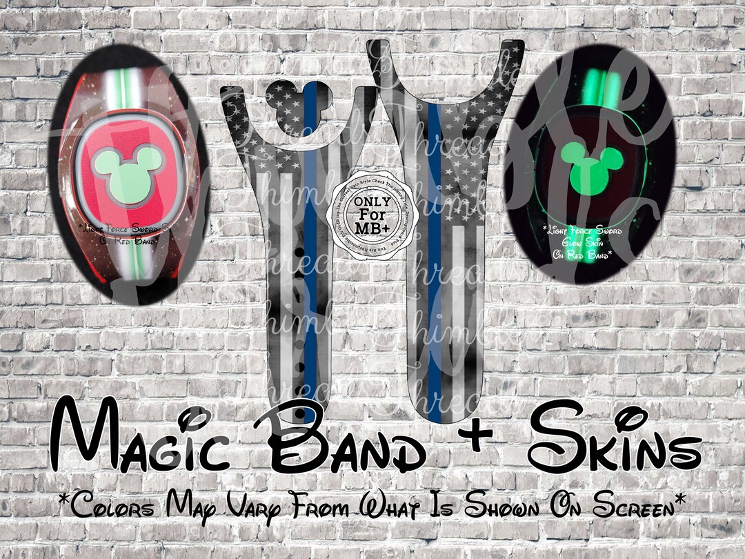 Thin Line Blue Police Line Magic Band + Decal Skin | Only Fits MB+ | 3 ...