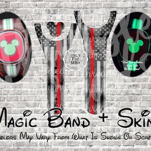 Thin Line Red Fire Line Magic Band + Decal Skin | Only Fits MB+ | 3 ...