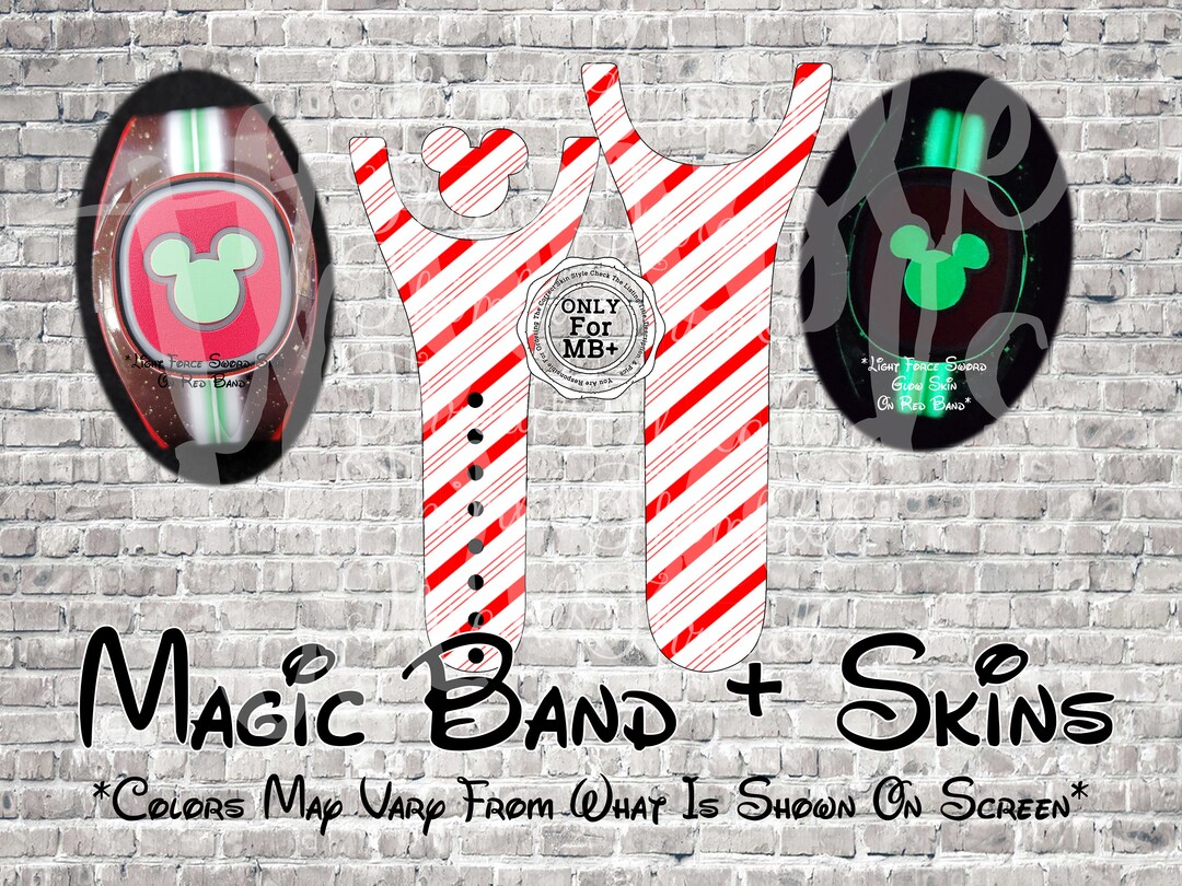 Candy Cane Christmas Stripe Magic Band + Decal Skin | Only Fits MB+ | 3 ...