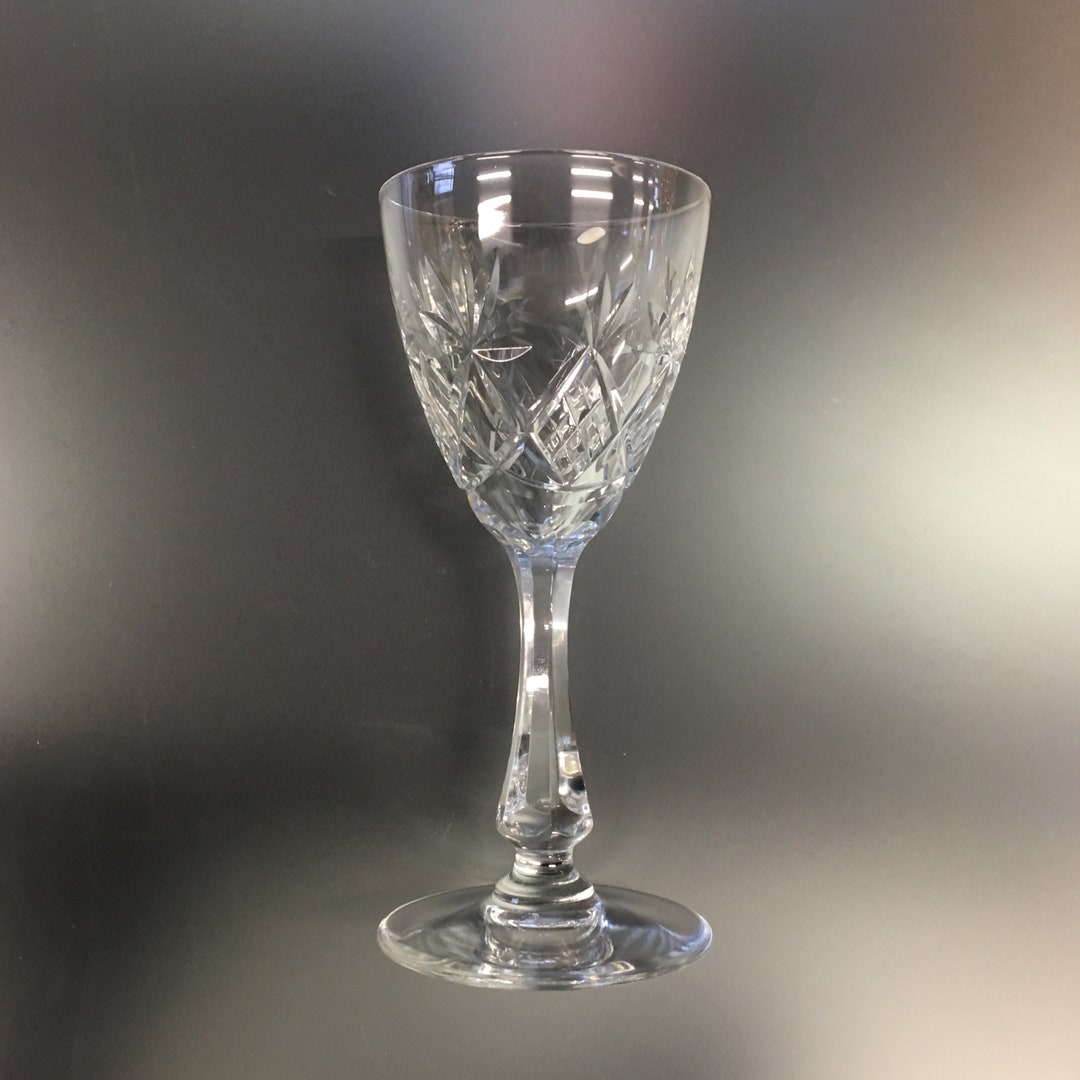 Val St Lambert Lubin Annette Crystal Cordial Glass: Criss Cross Fan Cut ...