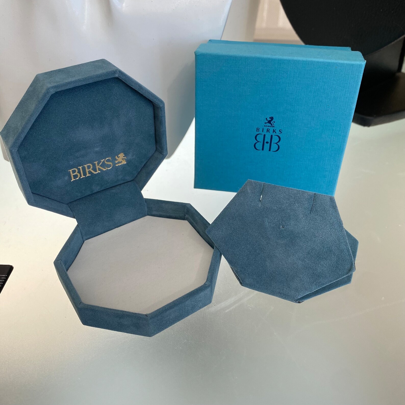 Vintage Birks Pale Blue Velvet Octagon Jewelry Box With Paper Box - Etsy