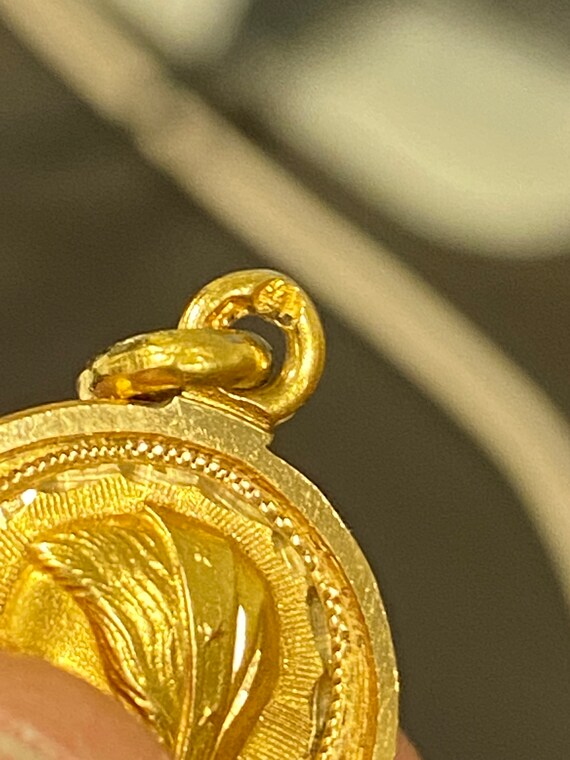 Rare French Madonna Pendant 18k Gold Young Veiled Mad… - Gem