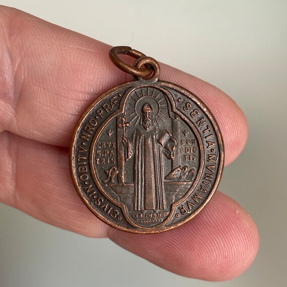 Saint Benedict Religious Antique French Catholic Copp… - Gem