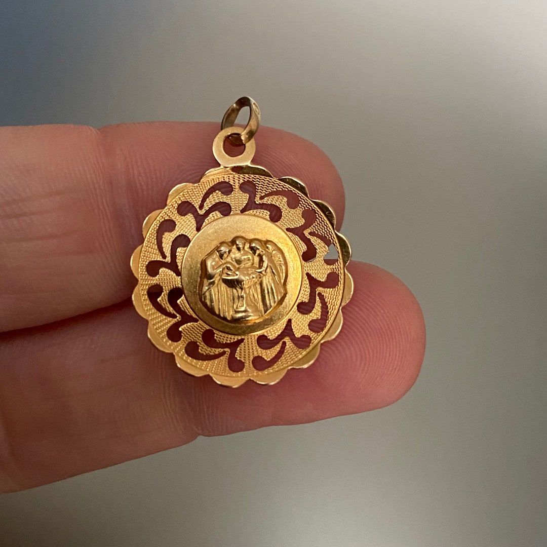 Vintage 18k Gold Baptism Pendant: Italian Religious Gift - Etsy