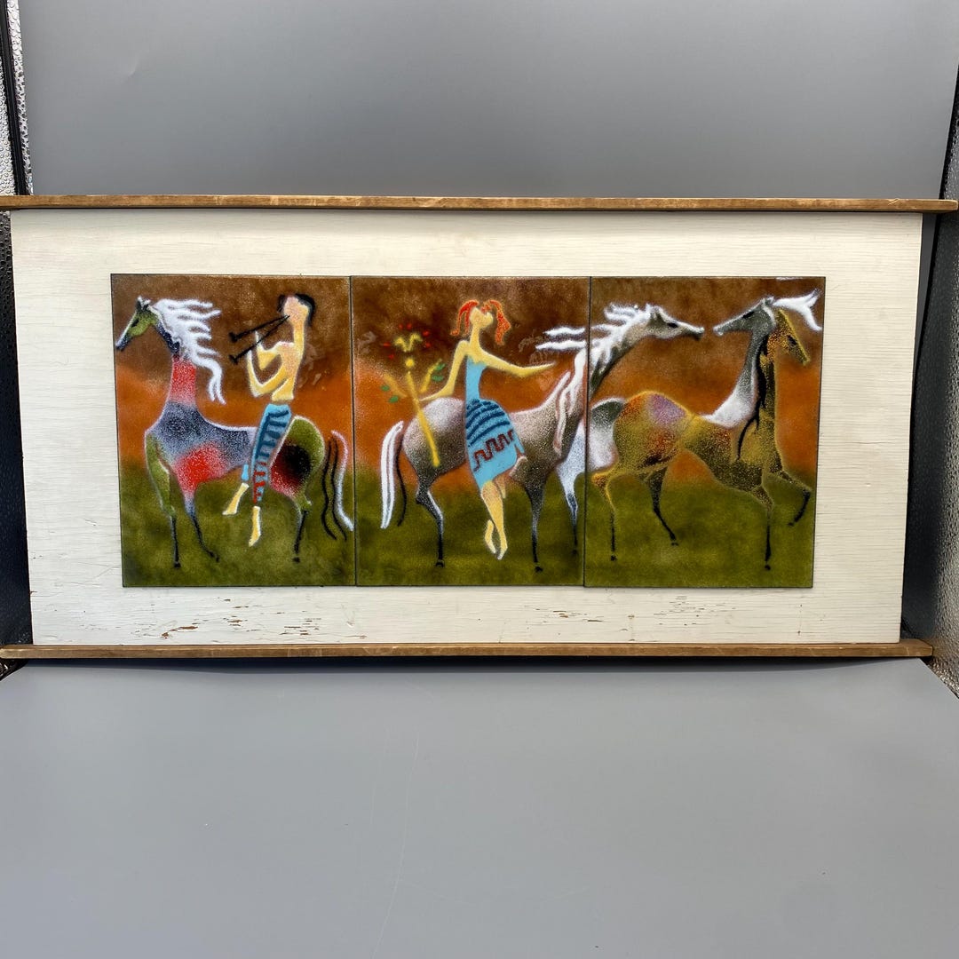 Three Enamel Panels Featuring Three Horses Arcadian Princess Callisto ...