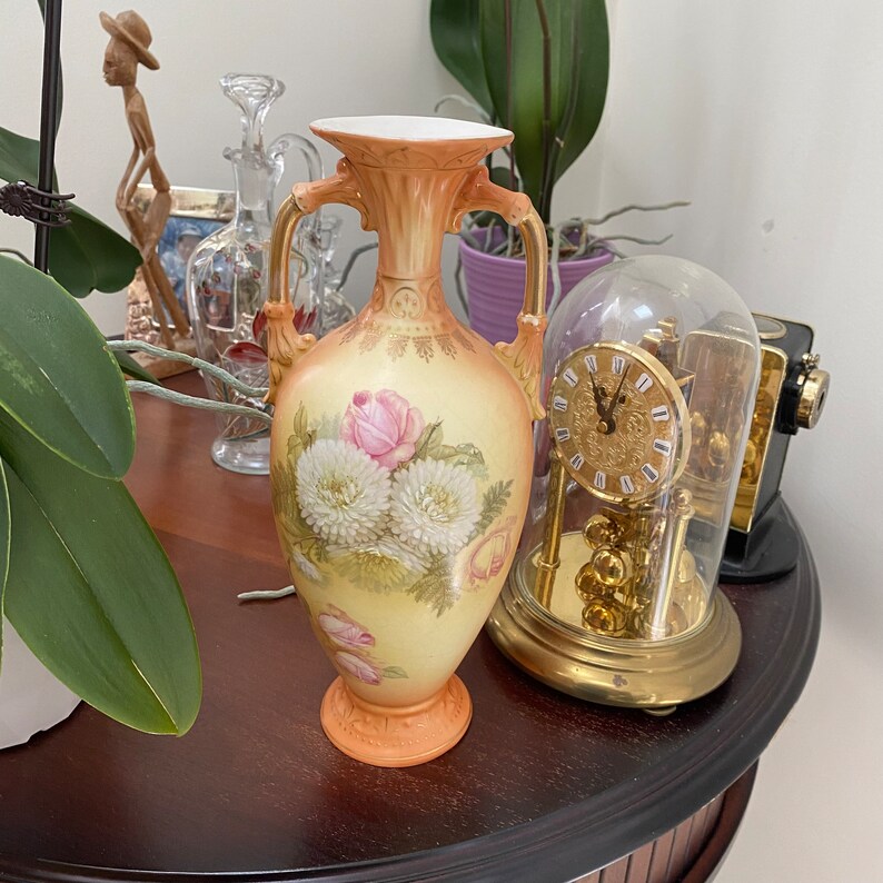 Antique Robert Hanke Austria Porcelain Vase: Hand Painted Floral Art ...