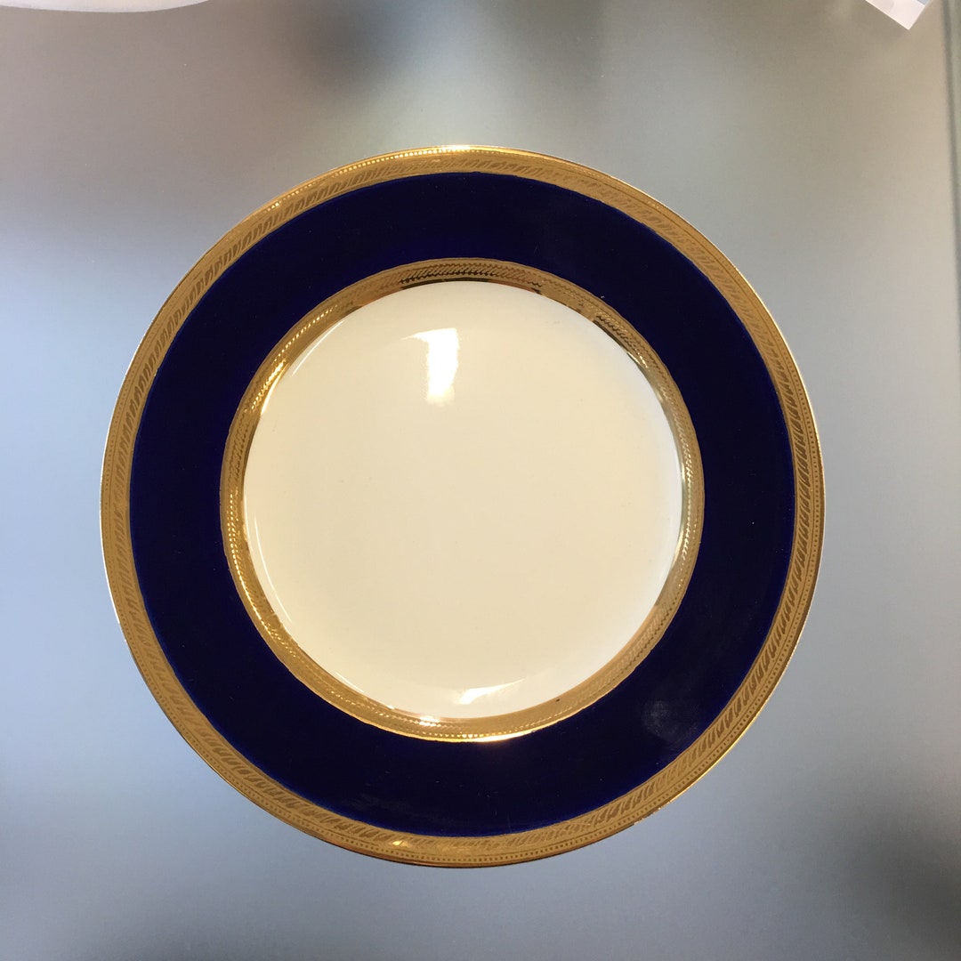 Crown Ducal Colfax Luncheon Plate: Cobalt Blue & Gold, Made in England ...