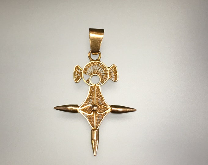 Vintage 18k Gold Filigree Agadez Cross, Agades Cross, Tuareg Cross ...