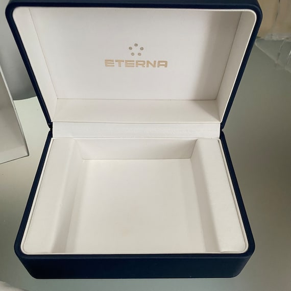 Eterna Long Dark Blue Leather Watch Box White Leather… - Gem