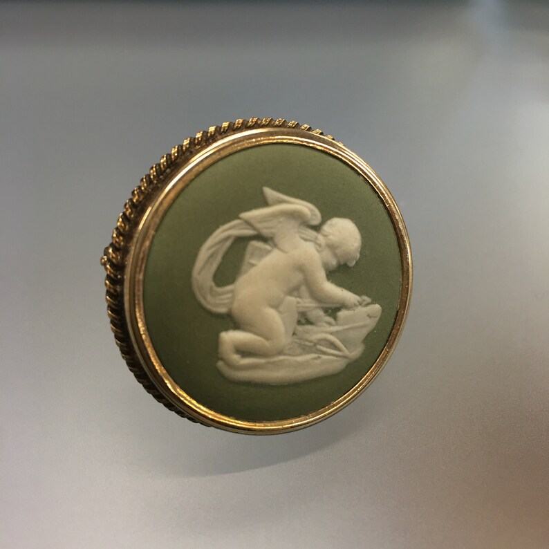 Wedgwood Cameo Cupid Brooch Green Wedgwood Angel Brooch - Etsy Canada