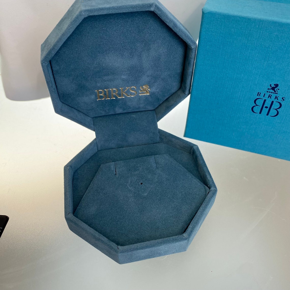 Vintage Birks Pale Blue Velvet Octagon Jewelry Box With Paper Box - Etsy