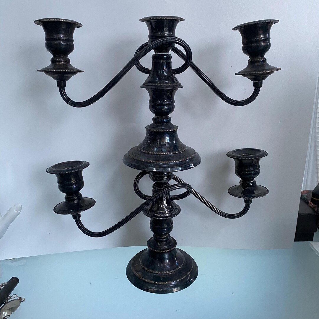 Pair of Three Twist Arm Silver-plated Candelabras by RAND Made in ...