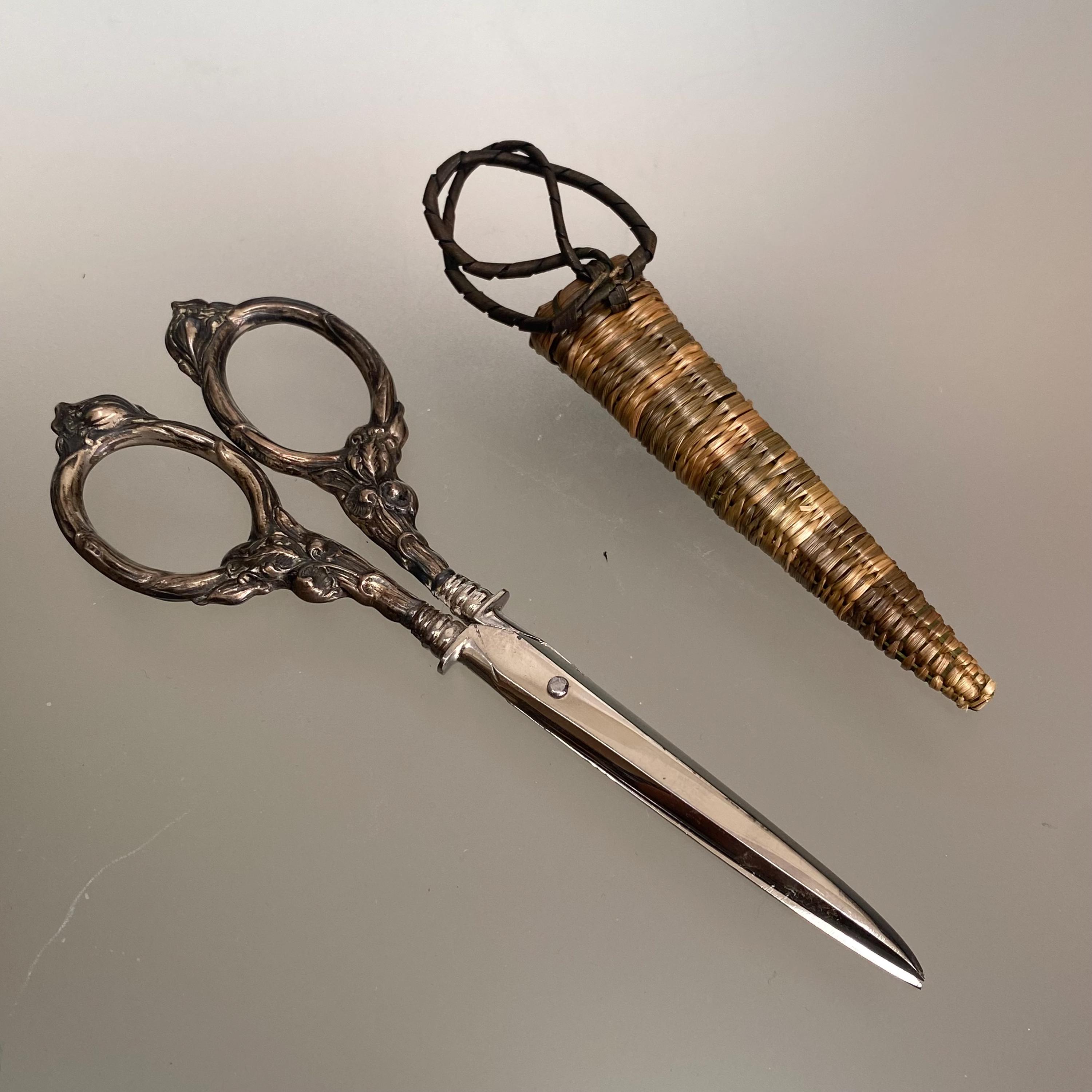 Vintage Sterling Silver Art Nouveau Embroidery Scissors: Griffon Floral ...