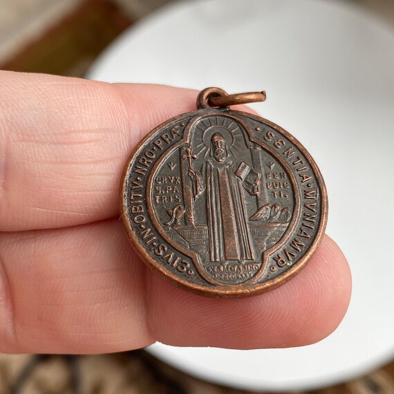 Saint Benedict Religious Antique French Catholic Copp… - Gem