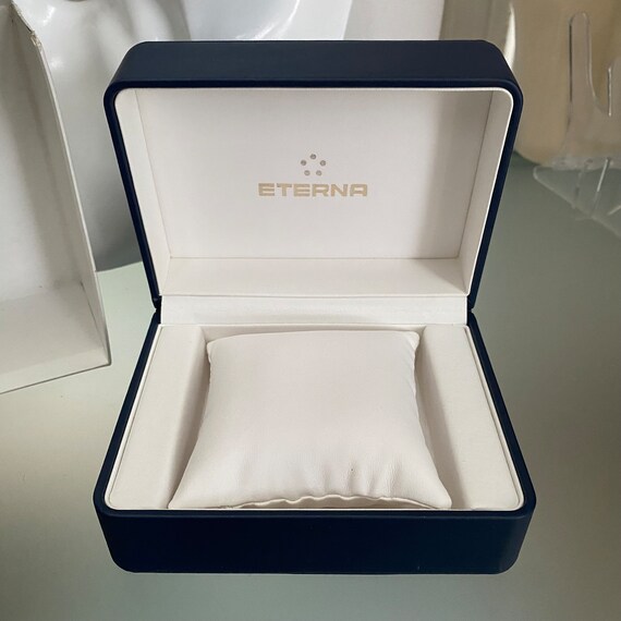 Eterna Long Dark Blue Leather Watch Box White Leather… - Gem