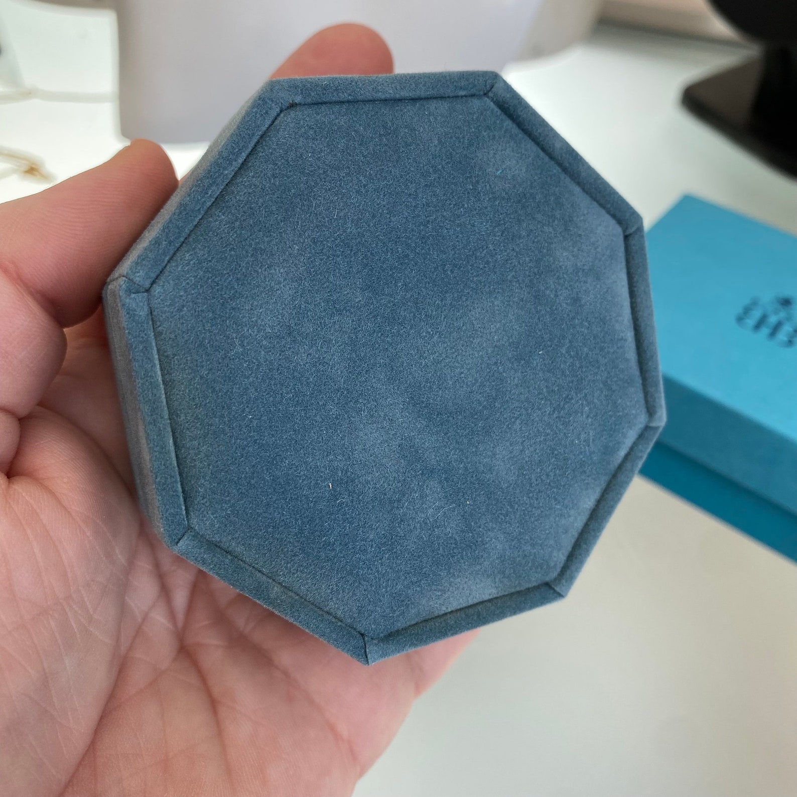 Vintage Birks Pale Blue Velvet Octagon Jewelry Box With Paper Box - Etsy