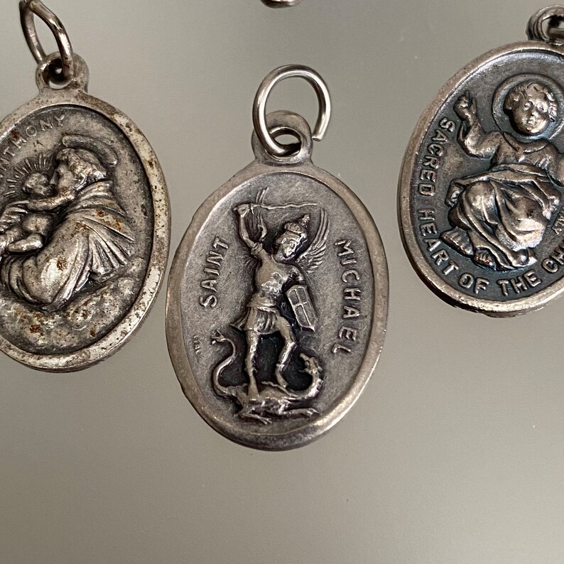 Religious Medals Lot of Four Cross Jesus Christ,st Anthony,st Michael ...