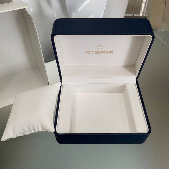 Eterna Long Dark Blue Leather Watch Box White Leather… - Gem