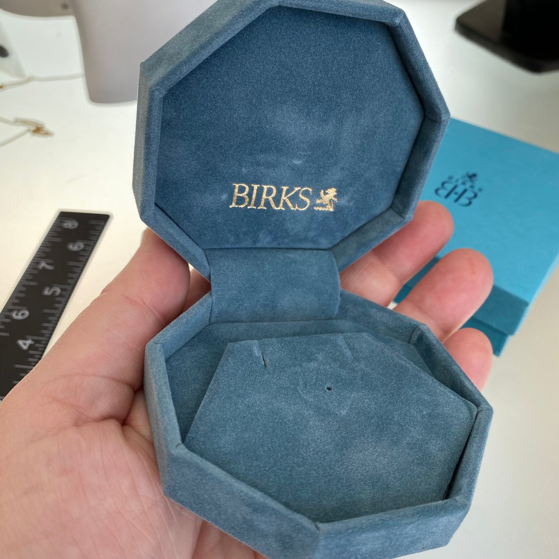 Vintage Birks Pale Blue Velvet Octagon Jewelry Box With Paper Box - Etsy