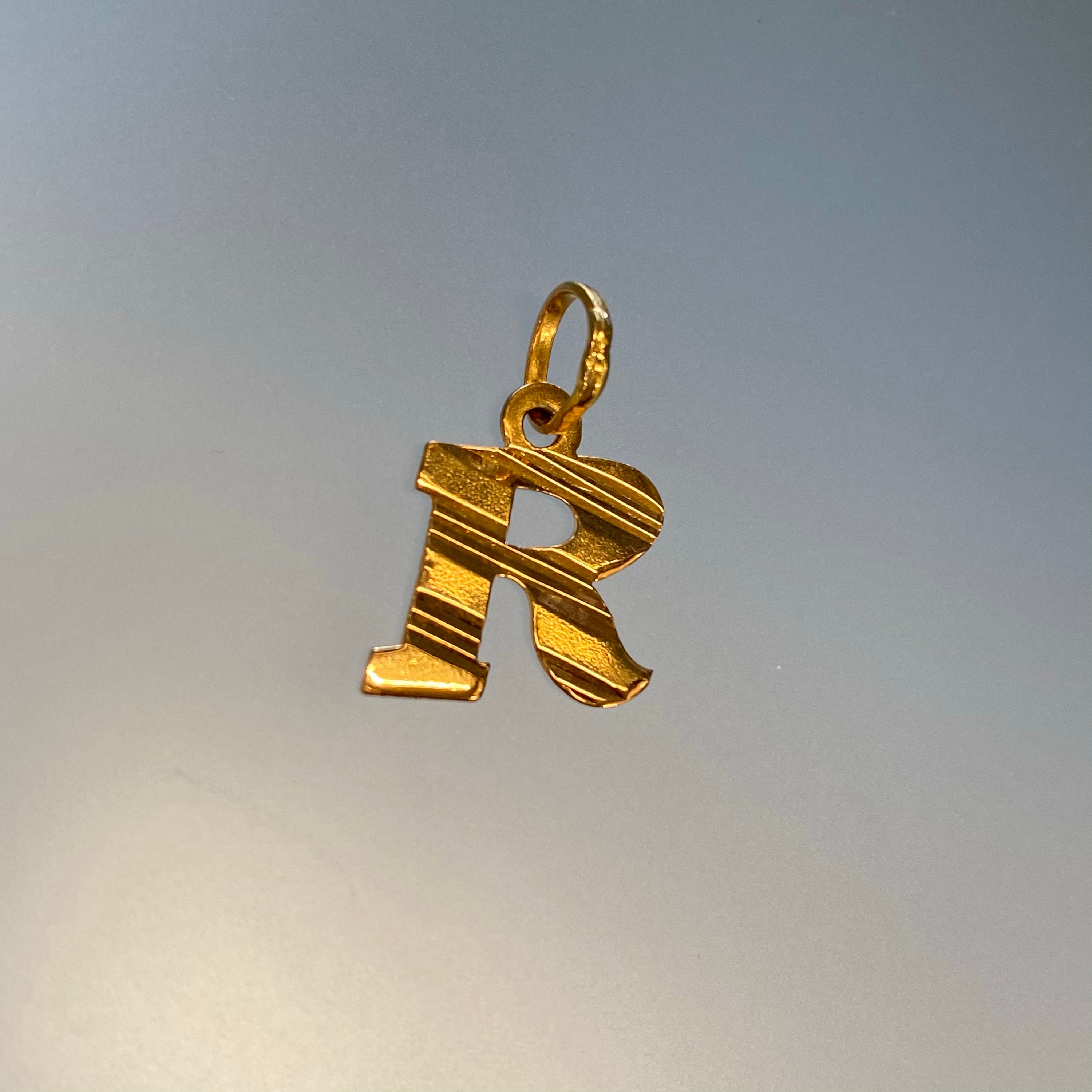 Vintage Letter R Pendant 22k Gold R Pendant R Gold Monogram - Etsy