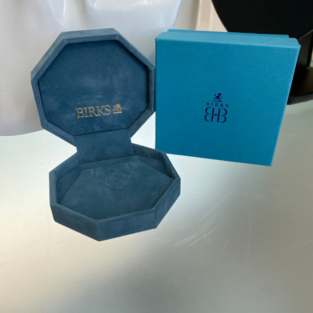 Vintage Birks Pale Blue Velvet Octagon Jewelry Box With Paper Box - Etsy