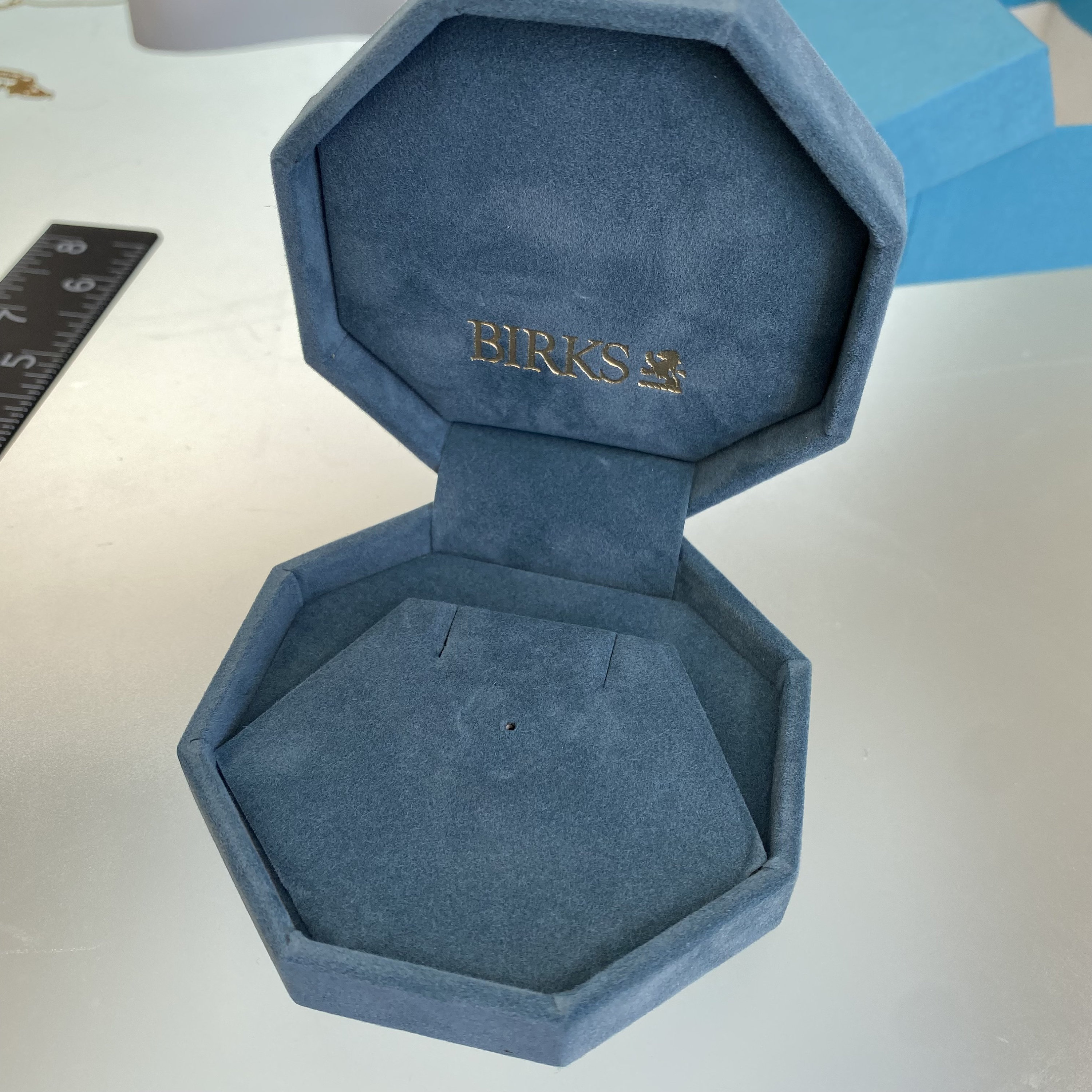 Vintage Birks Pale Blue Velvet Octagon Jewelry Box With Paper Box - Etsy