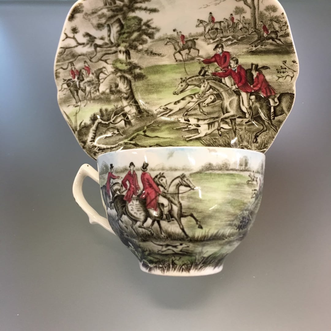 Johnson Brothers Tally Ho Cup and Saucer Set: English Fox Hunt Scene - Etsy