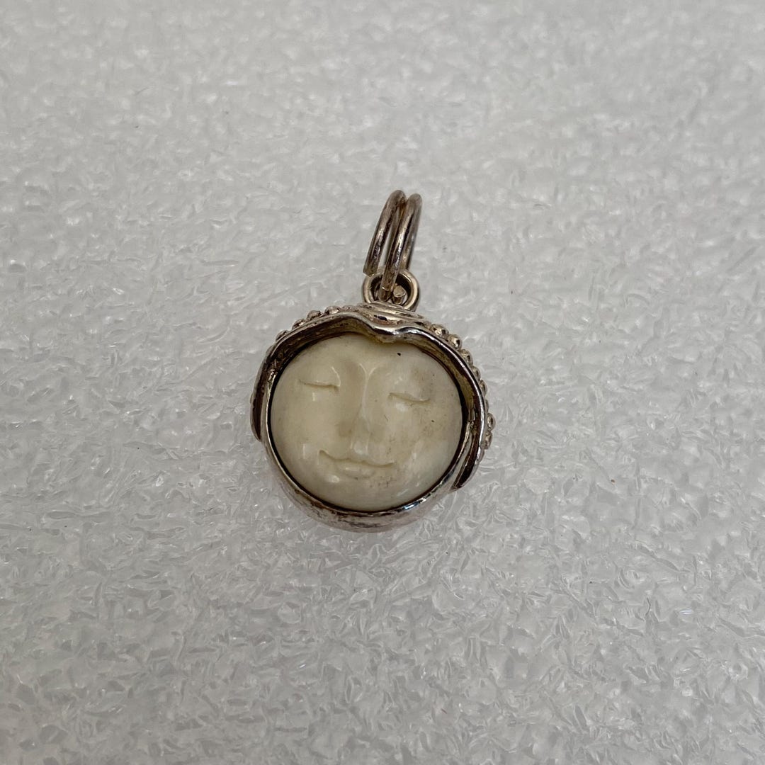 Vintage SAJEN Sterling Silver Carved Quartz Moon Goddess Charm - Etsy